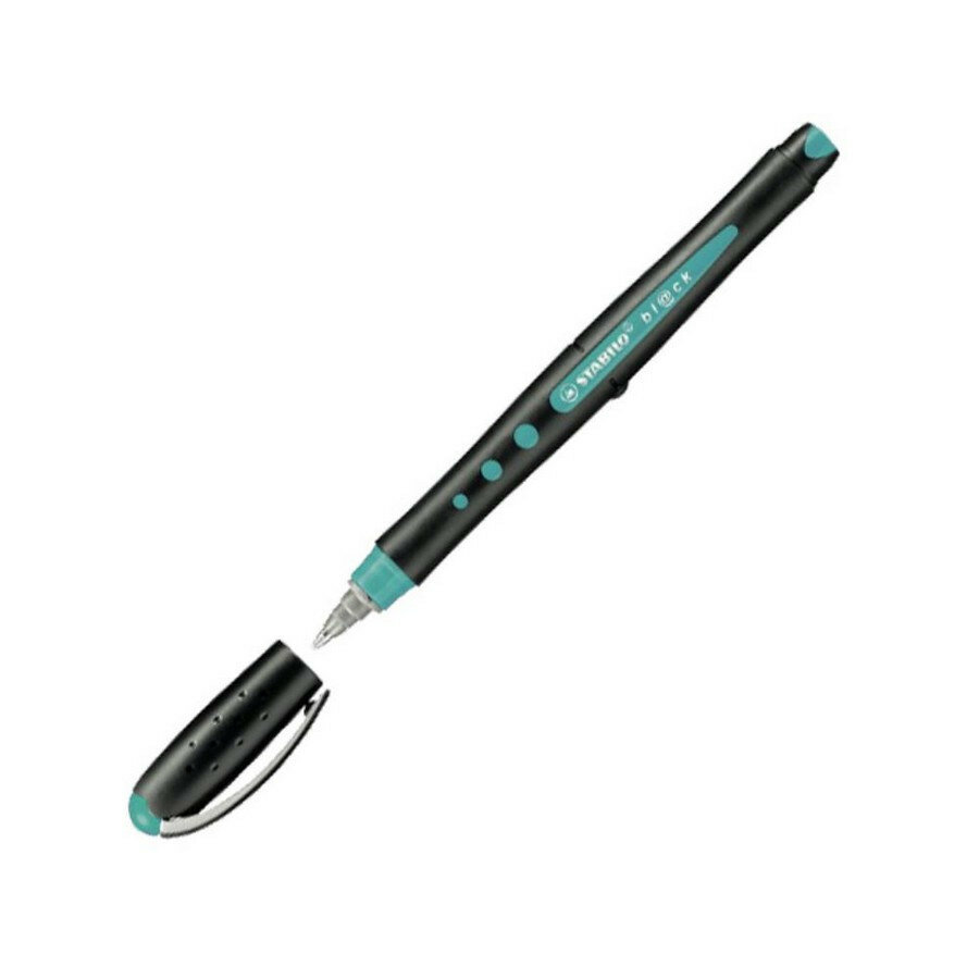 Ручка роллер Stabilo Bl@ck, M/0,5 мм, черный корпус, бирюзовый (STABILO 1018/58)