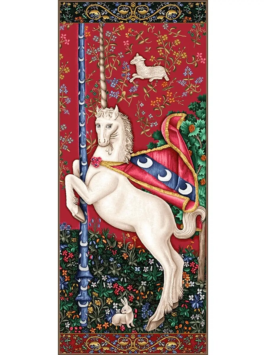 Гобеленовое панно. Гобелен единорог. 165х65 см.