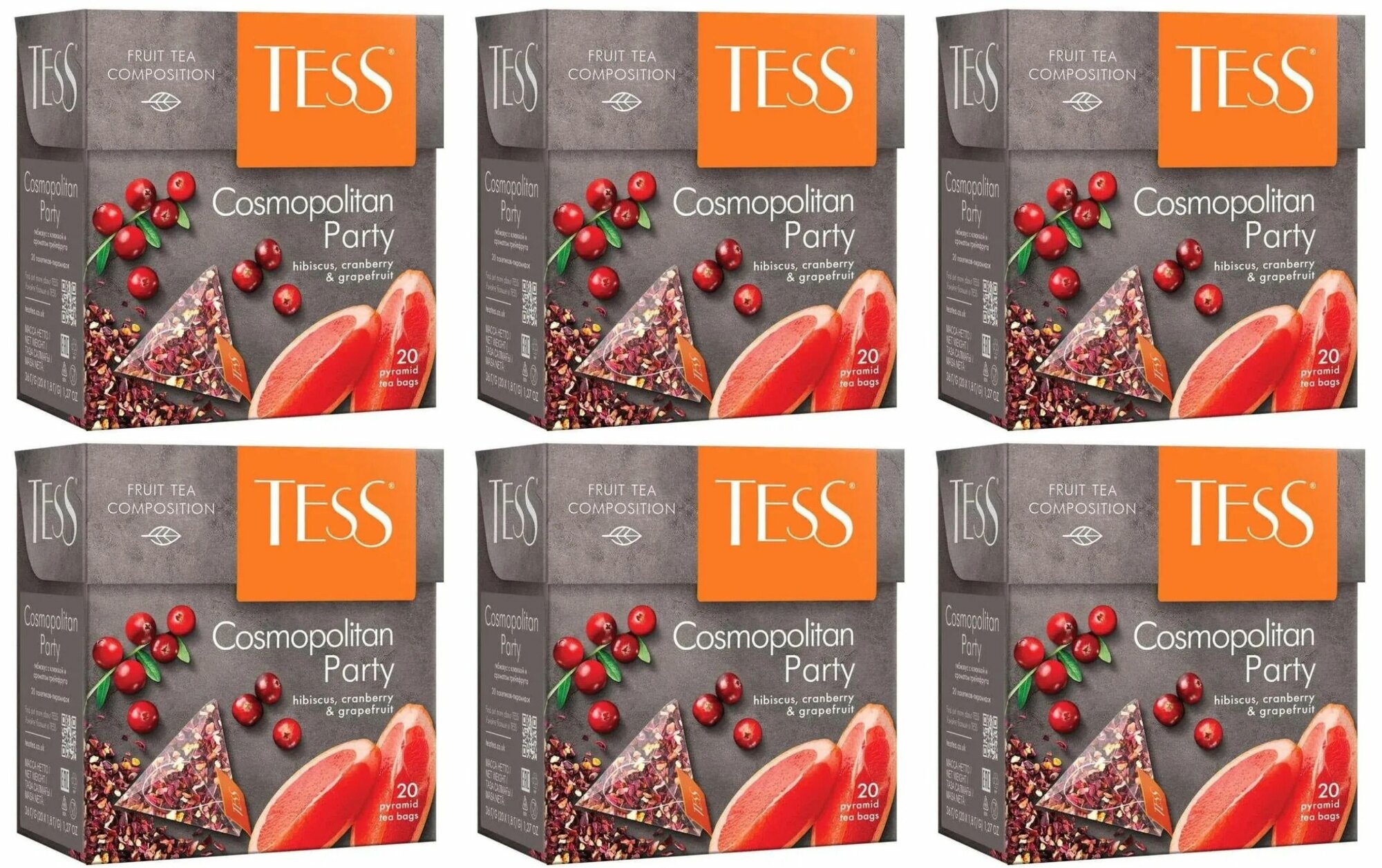 Tess Чайный напиток Cosmopolitan Party, в пирамидках, 2 г х 20 шт, 6 уп