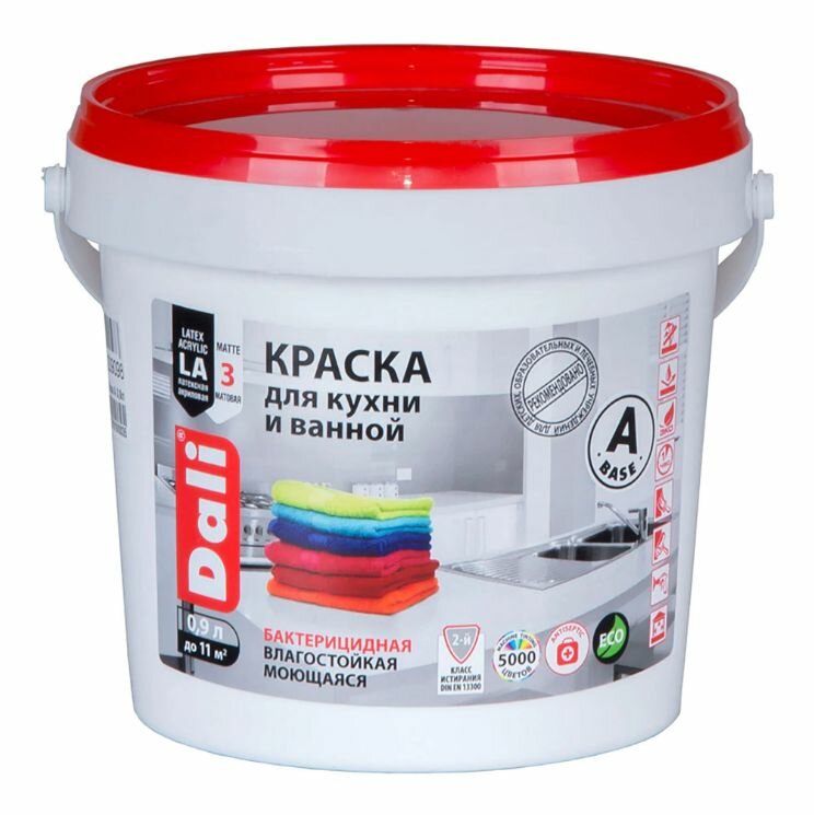 Краска для ванной и кухни латексная Dali Professional белая 0,9 л