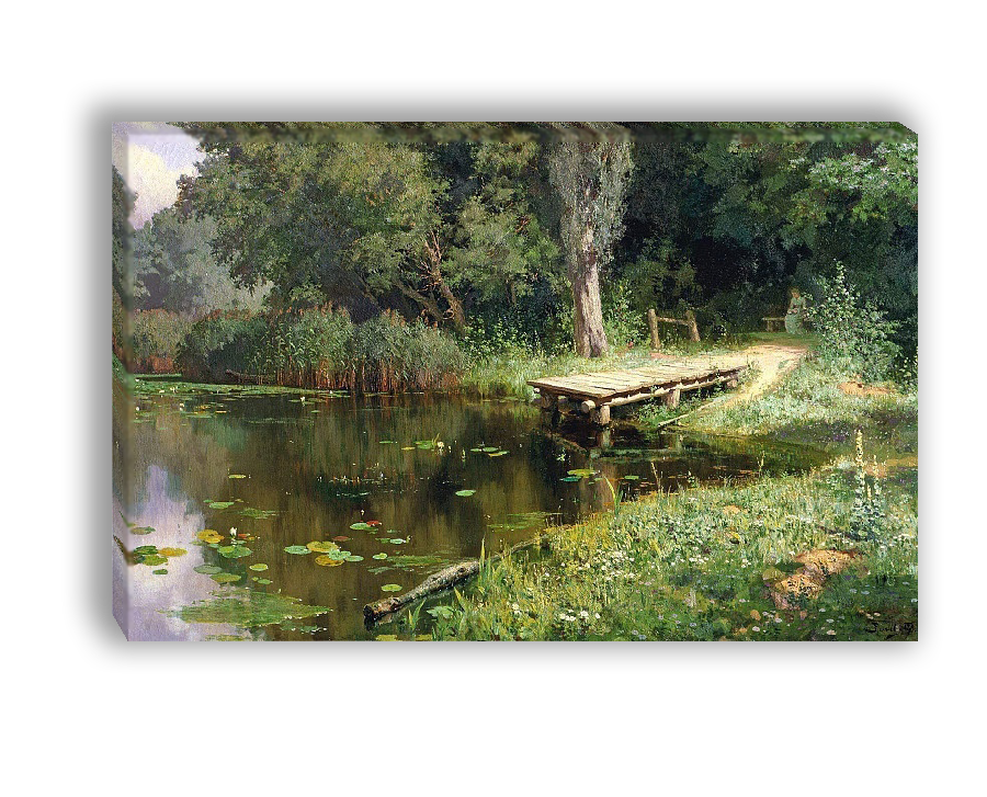 Картина для интерьера "Заросший пруд", Поленов Василий Дмитриевич, печать на холсте (60х39 см / на подрамнике)