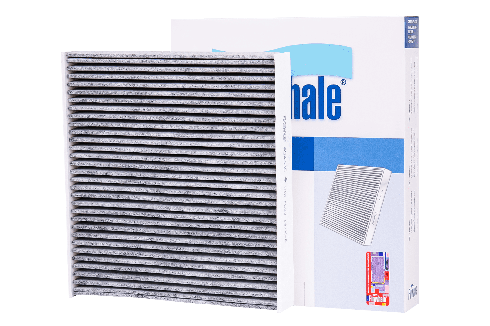 Фильтр салонный для Лада Веста, Х-Рей, Рено Логан 2, Сандеро 2, Дастер 2, Каптур, угольный, Finwhale AS433C