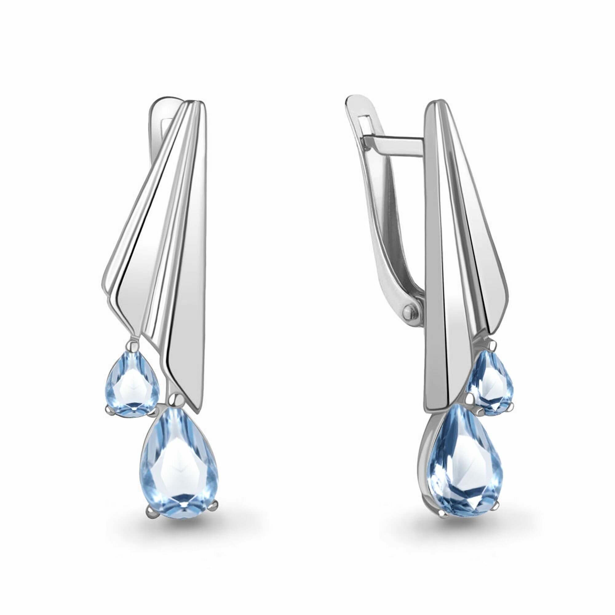 Серьги, серебро, 925 проба, родирование, топаз