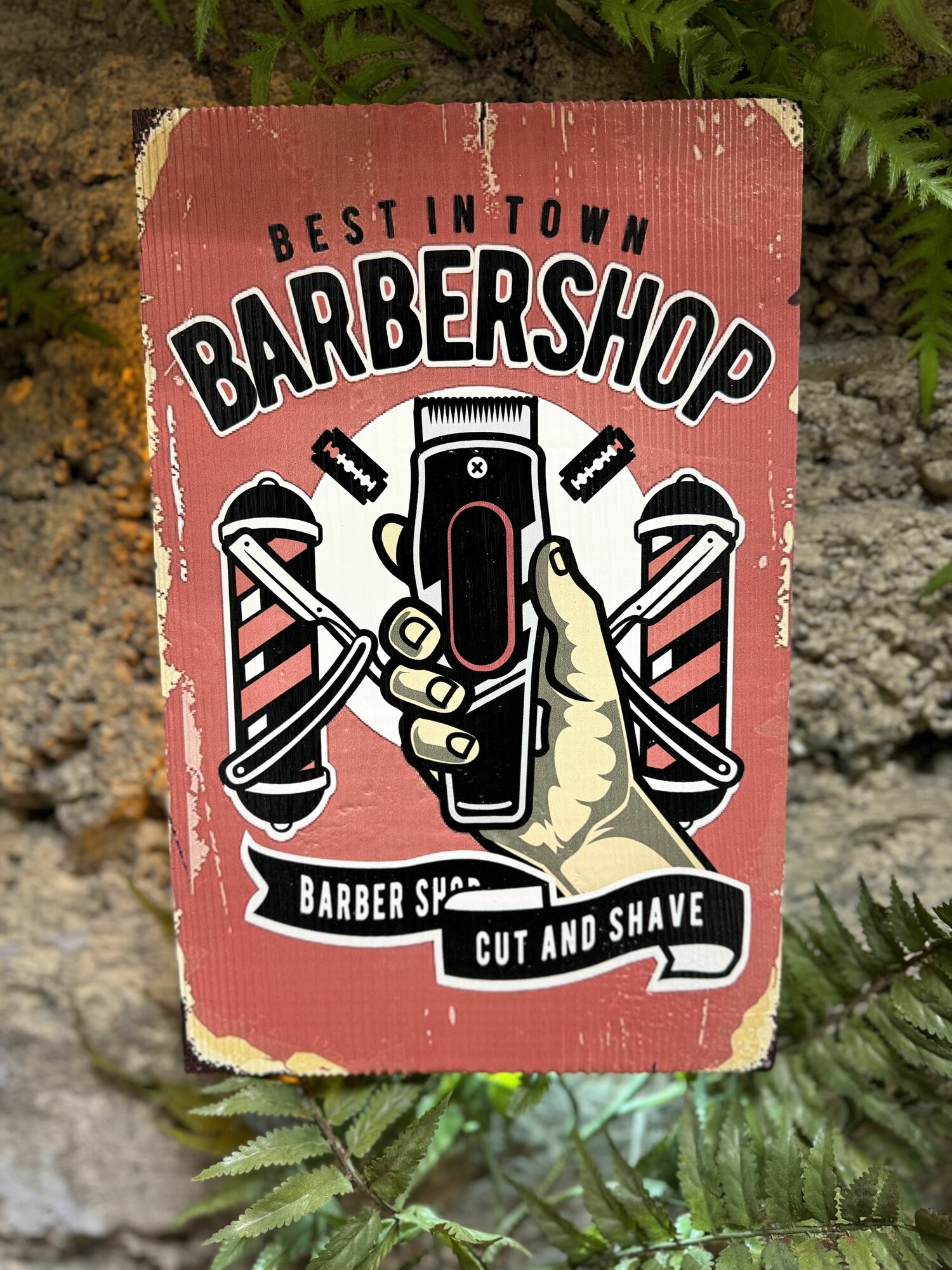Табличка для интерьера Барбершопа красная 20х30см