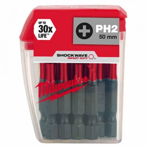 Бита MILWAUKEE SHOCKWAVE PH2 50мм (10шт)