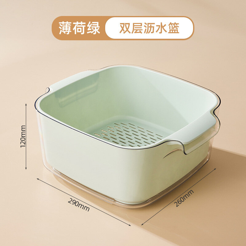 Двухслойная дренажная корзина для кухни, пластиковая тарелка для фруктов, фильтр для воды в раковине, корзина для овощей, корзина для мытья, овощной бак