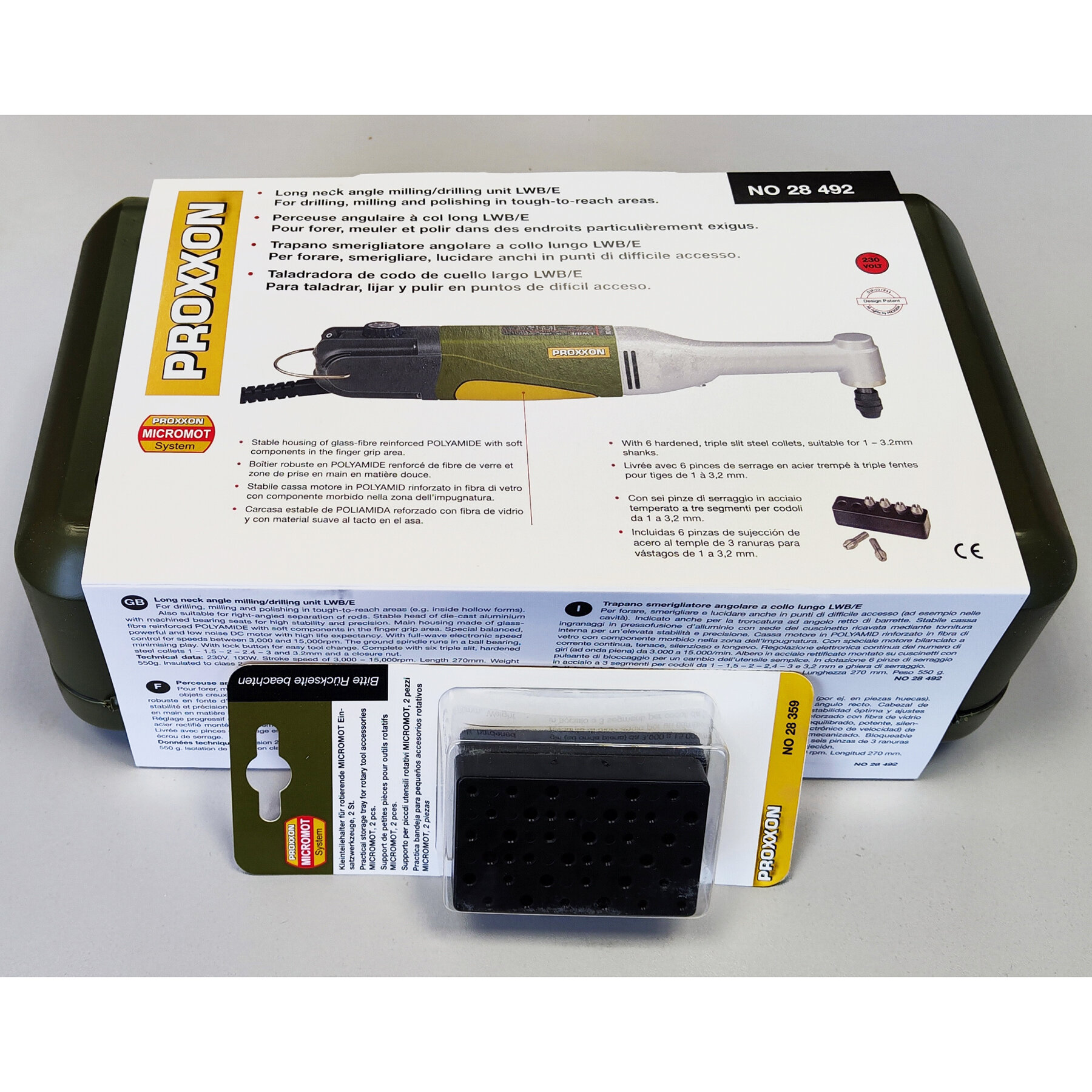 Угловая бормашина (гравер) LWB220/E (28492) с подставкой для насадок, Proxxon