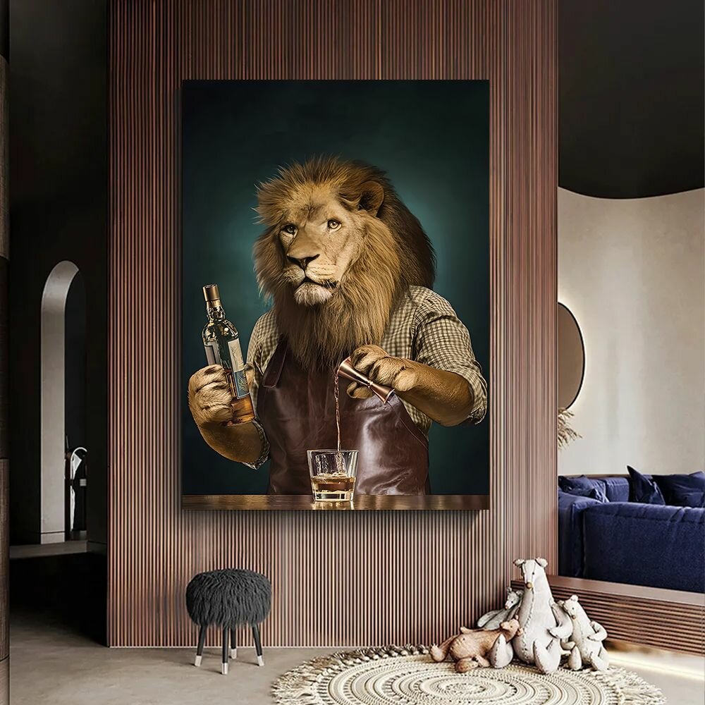 Картина ВсеКартины. Тут "Лев в костюме", поп-арт, холст, дерево, 20x30 см