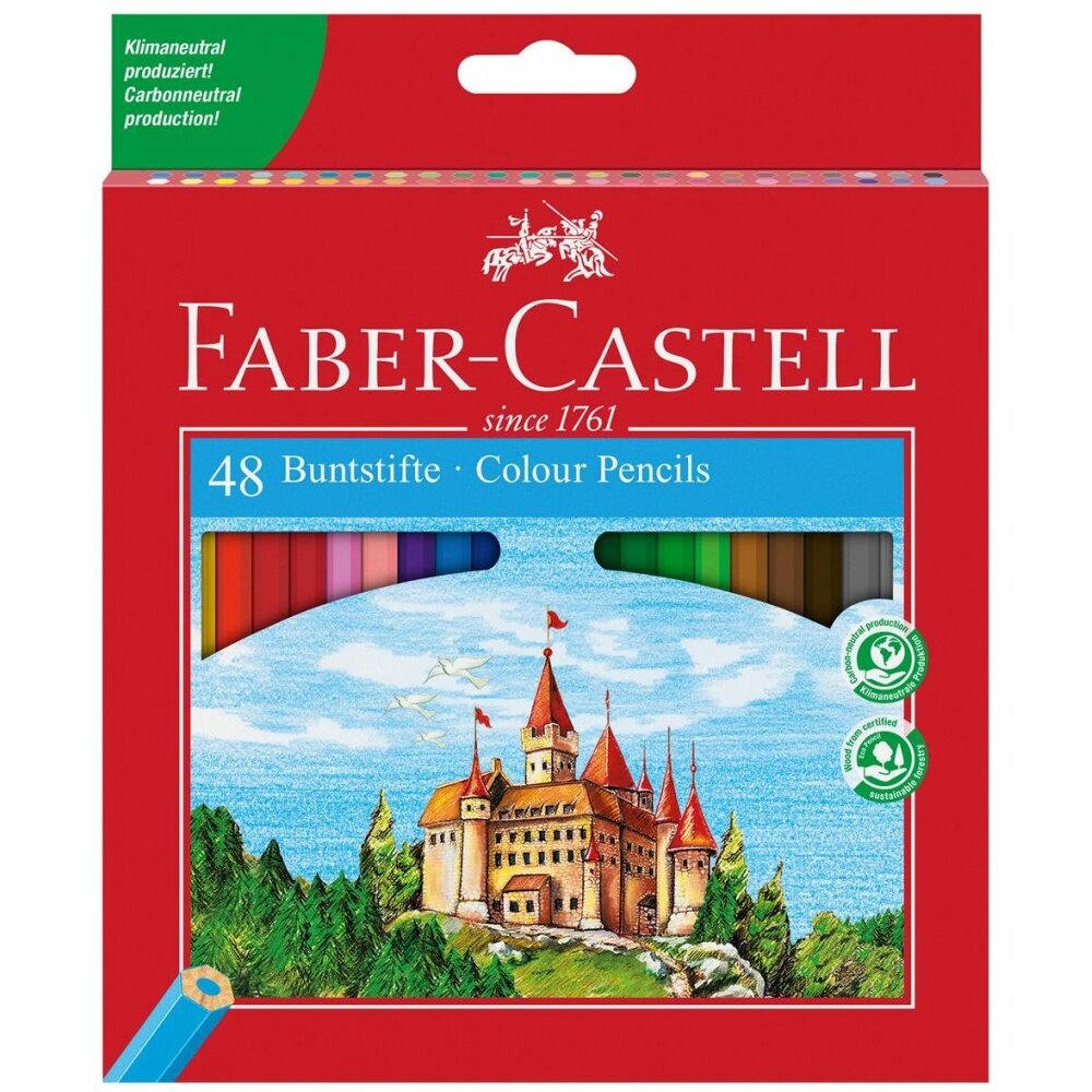 Faber-Castell 120148 Карандаши цветные faber-castell замок, 48 цв, шестигр, заточ, картон, европодвес