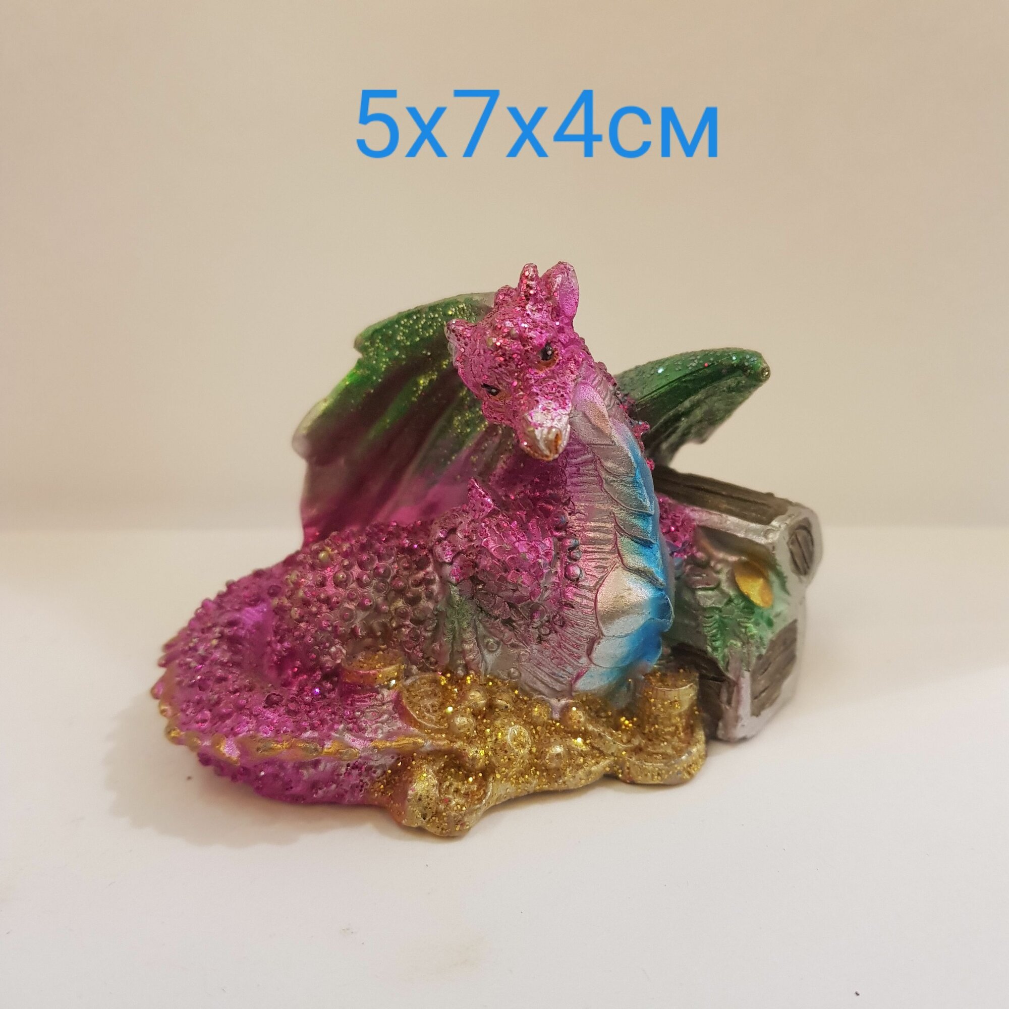 Фигурка декоративная "Дракон Денежный" (фен-шуй даёт богатство) 5х7х4см, полистоун, 1578