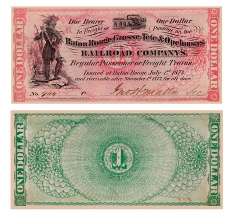 1 доллар 1873 США, штат Луизиана, Батон-Руж, сувенирная копия, банкноты и купюры редкие коллекционные
