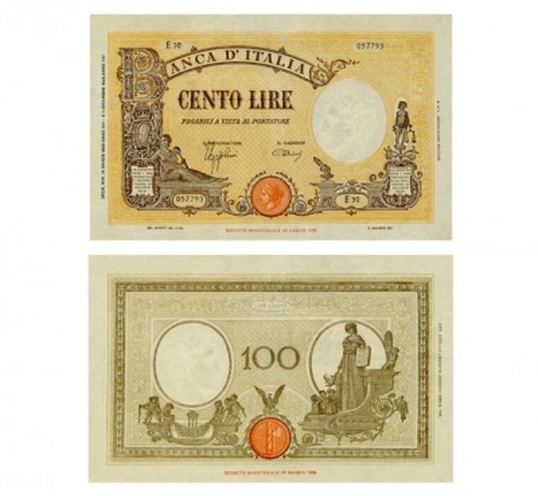 100 лир 1896 Италия, сувенирная копия, банкноты и купюры редкие коллекционные