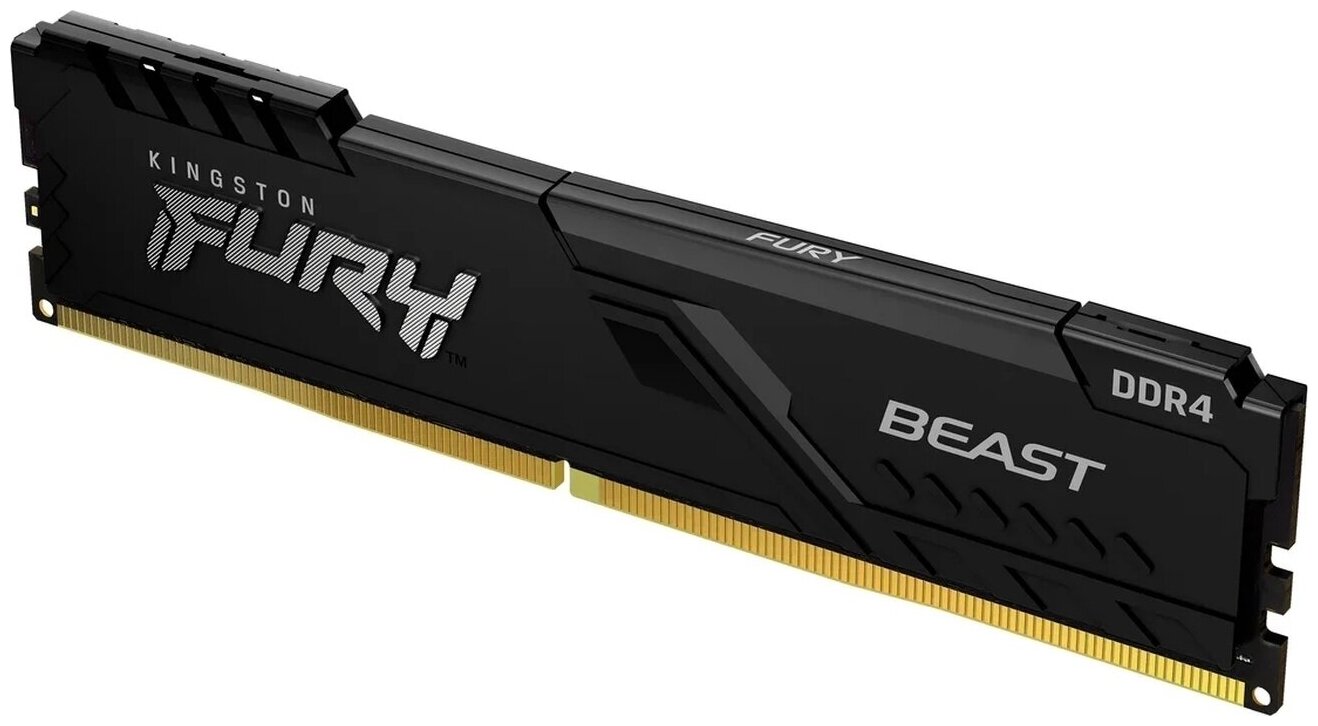Оперативная память Kingston Fury Beast Black DDR4 3200МГц 1x16 ГБ (KF432C16BB/16), DDR4