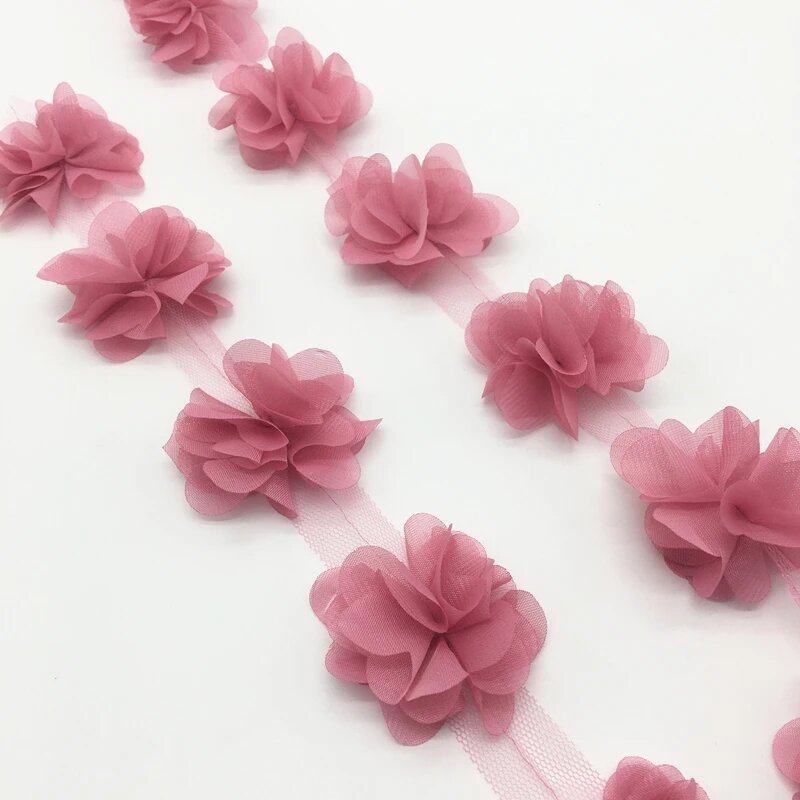 Розовые кружевные цветы из шифона Mauve для рукоделия