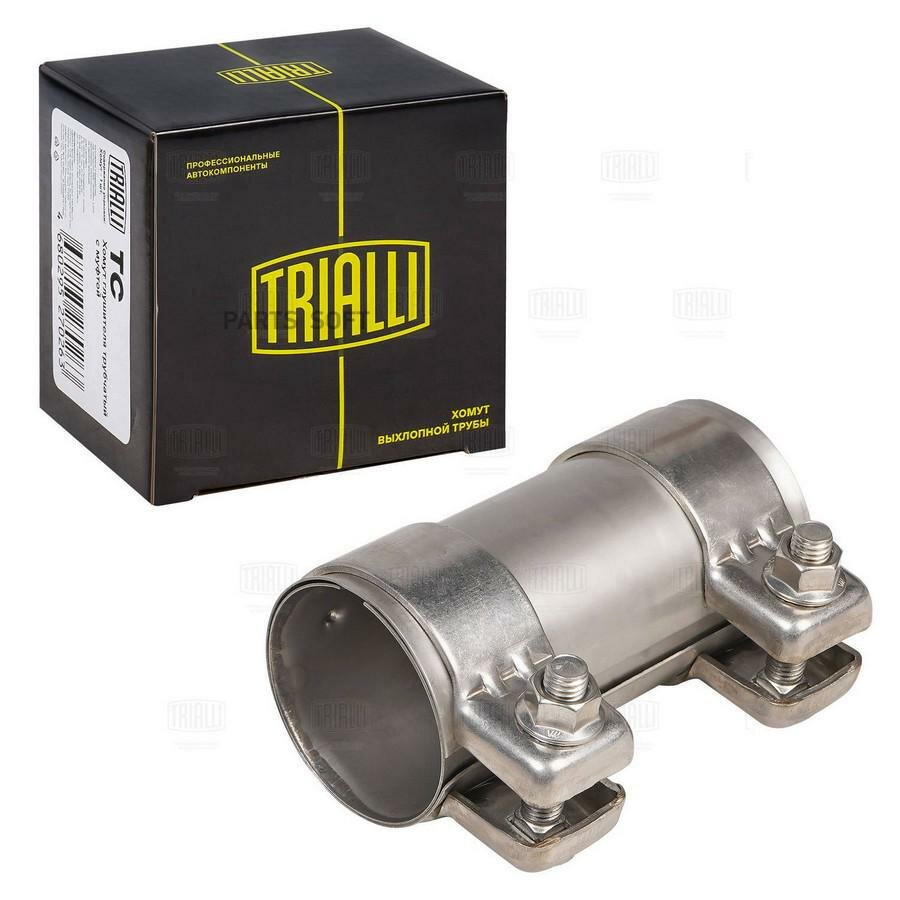 TRIALLI TC55SS Хомут глушителя трубчатый с муфтой D=55 мм L=125 мм (нерж. сталь 304 SS) (TC 55