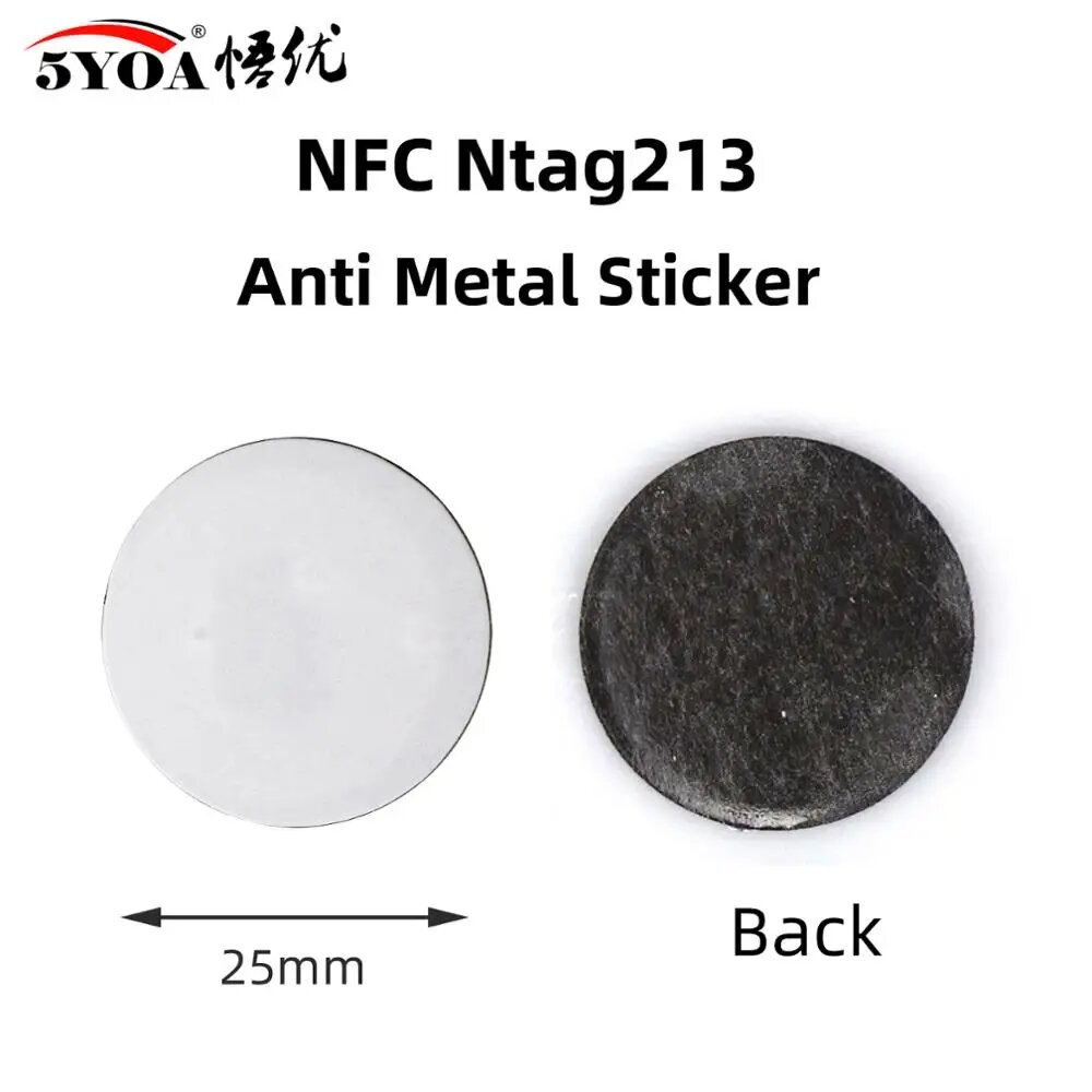 NFC-метки Ntag213 5 шт, 5YOA Round anti metal