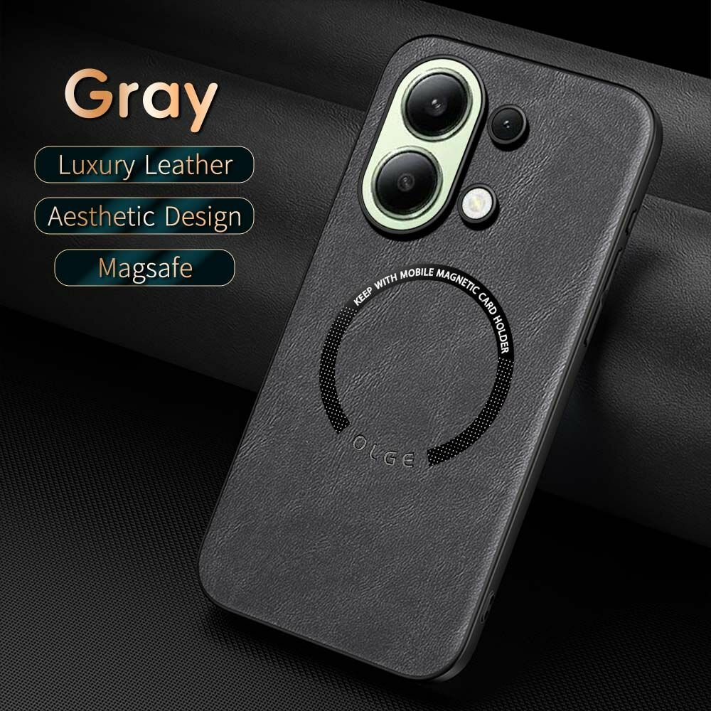 Чехол на Xiaomi Redmi Note 13 4G / Редми Нот 13 4G Роскошная кожа magsafe противоударный с защитой камеры