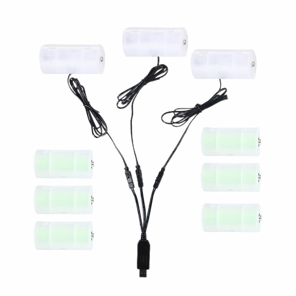 Универсальный 110см 3в1 USB кабель питания с батареей для фонарей, игрушек и нагревателей