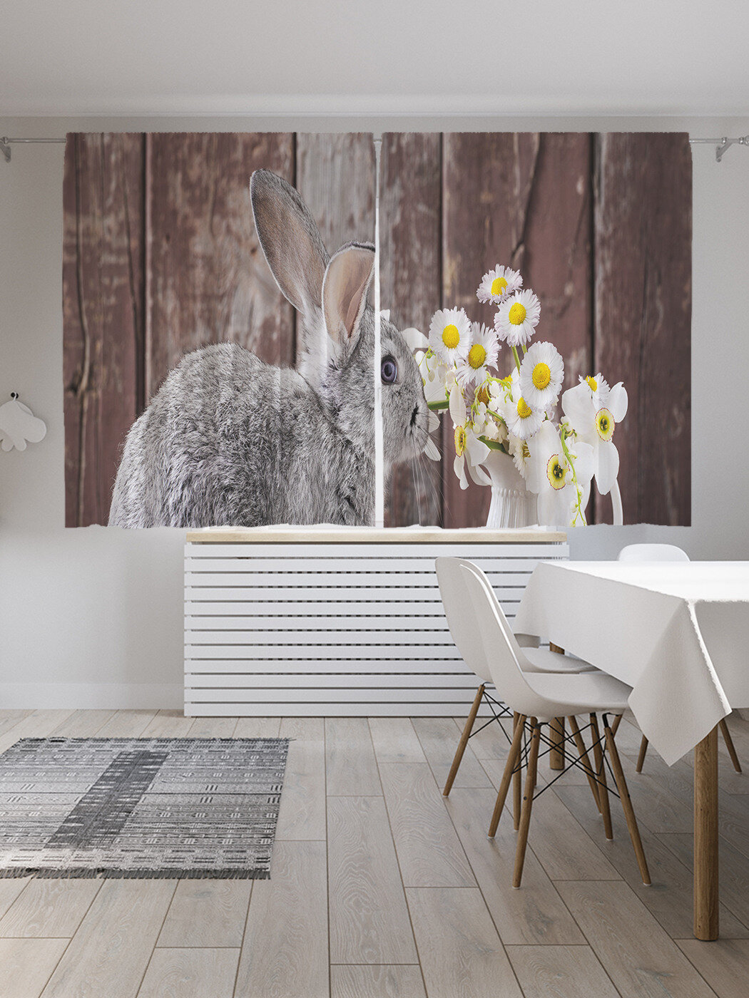 Фотошторы короткие "Кролик Дейзи", 2 полотна шириной по 145 см, высота 180 см, JoyArty