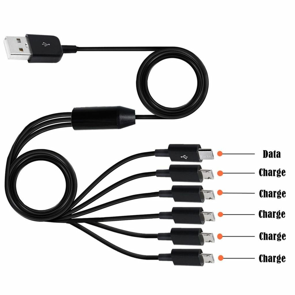 USB-концентратор, USB разветвитель на шесть Micro USB зарядный кабель - 1.5 м, 1 шт,