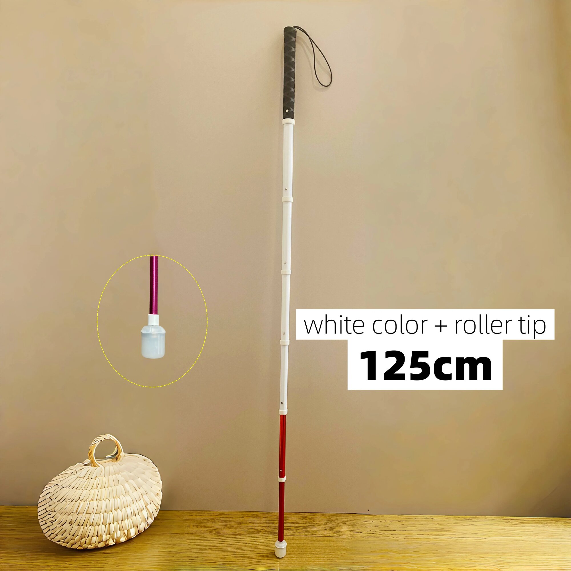 Телескопическая трость из титанового сплава белая 125-150 см 1pc 125cm