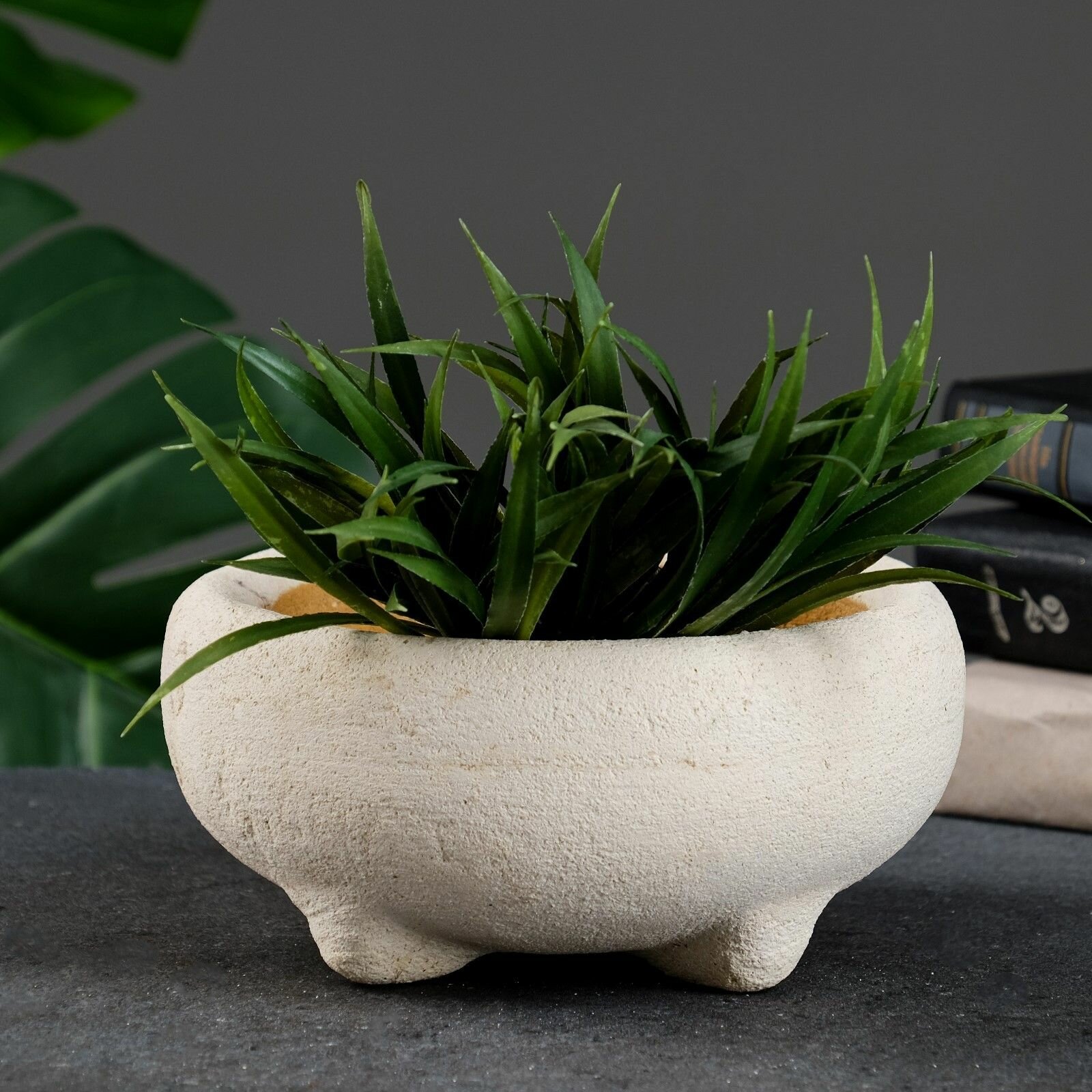 Фигурное кашпо "Плошка" слоновая кость, 1л / 19х8х19см, 3 шт