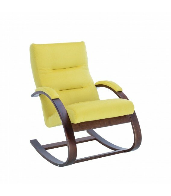 Кресло-качалка Leset Милано, орех текстура, ткань велюр, v28 желтый