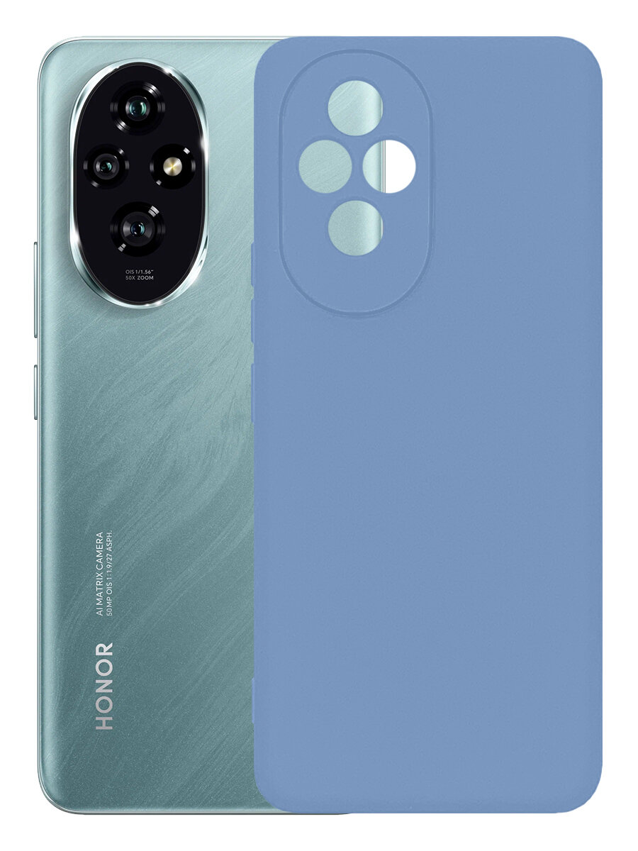 Чехол для Honor 200 силиконовый голубой / защита камеры, Soft Touch