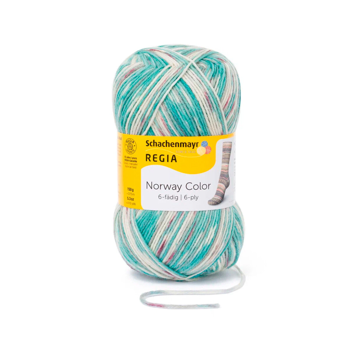 Regia 6-fadig Color 150g /Регия 6 ниток Колор 150г/ пряжа, 6 ниток, MEZ, 9801285 (02787, voss color (вода), голубой/молочный/серый)