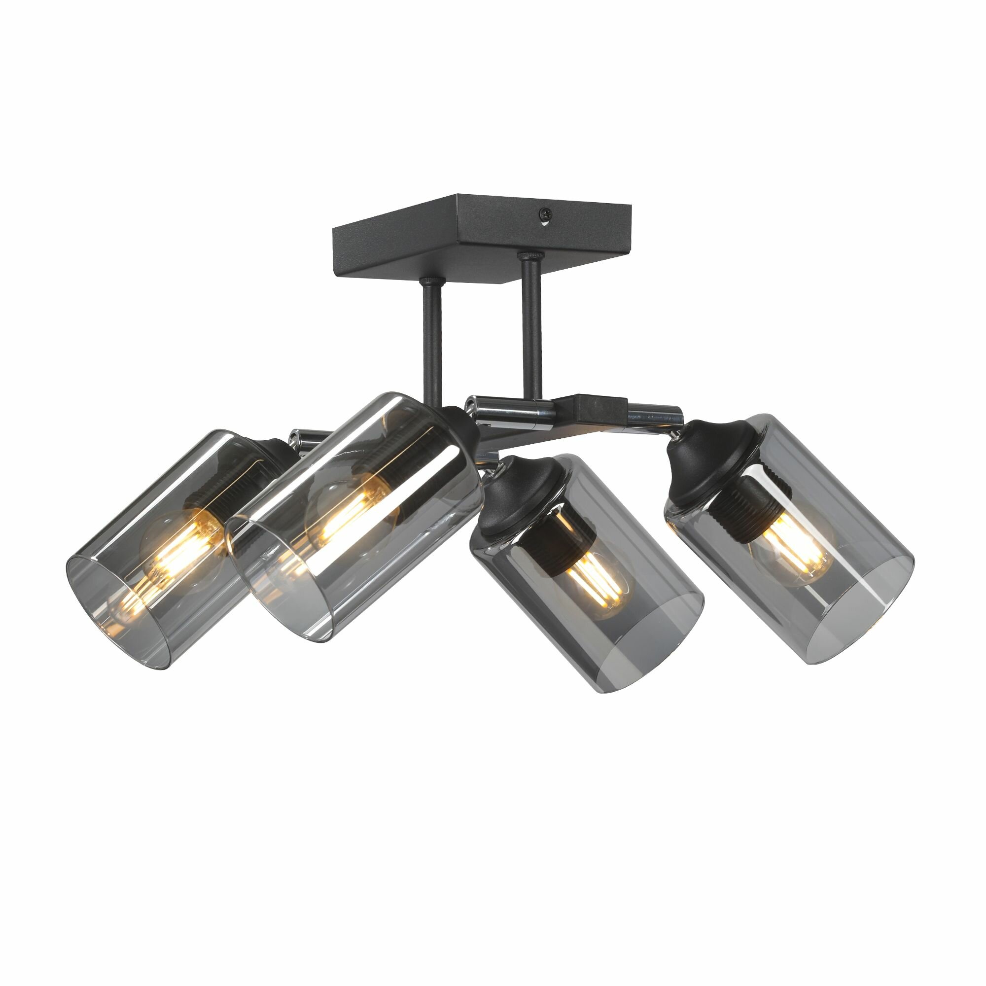 Люстра потолочная Vitaluce V2833-1/4PL, 4 лампы, E27 макс. 40Вт, 12м2, цвет чёрный матовый.