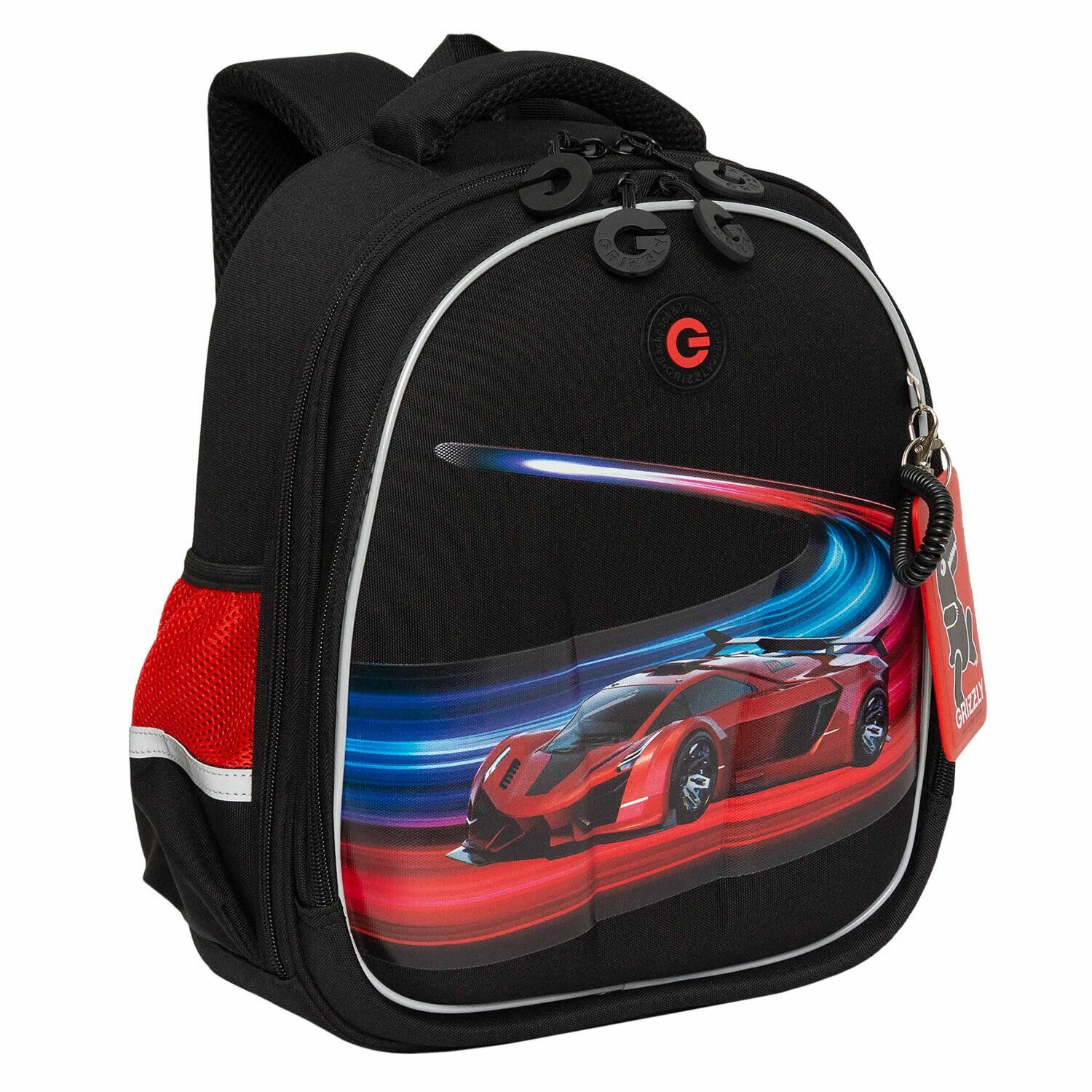 Ранец Grizzly "Racer", анатомическая спинка, с бейджем, для мальчиков, 36х28х20 см (RAz-487-12/1)
