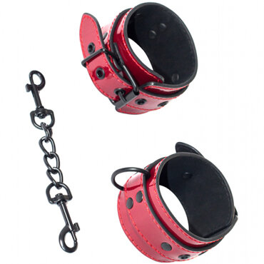 57381 Lola Games Party Hard Bizzare, красные. Наручники с накладными ремешками