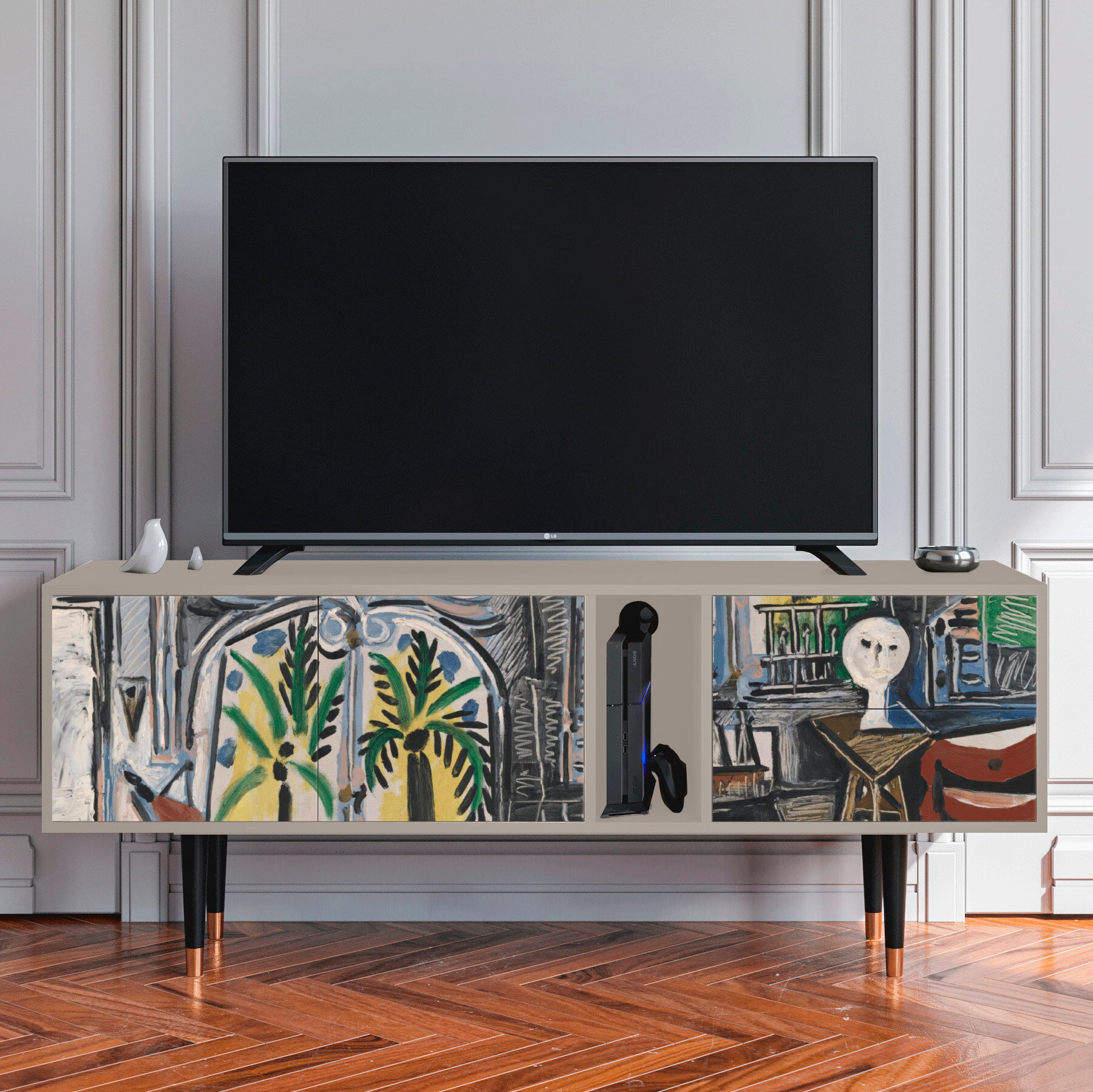 ТВ-Тумба - STORYZ - T1 The Studio by Pablo Picasso , Размер - 170 x 69 x 48 см, Цвет корпуса - , Сатин