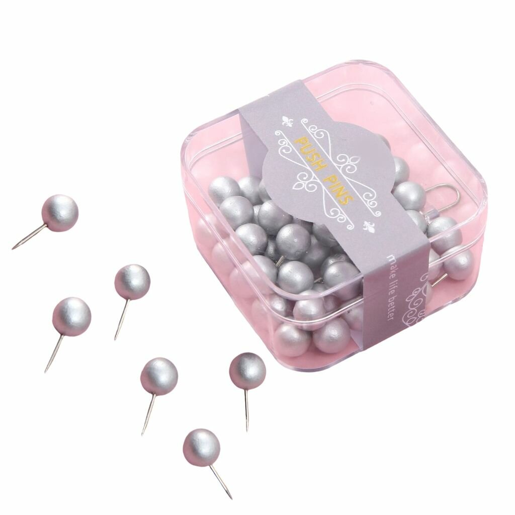 40 шт. в коробке, деревянные простые гвозди для пробковых досок - серебристые