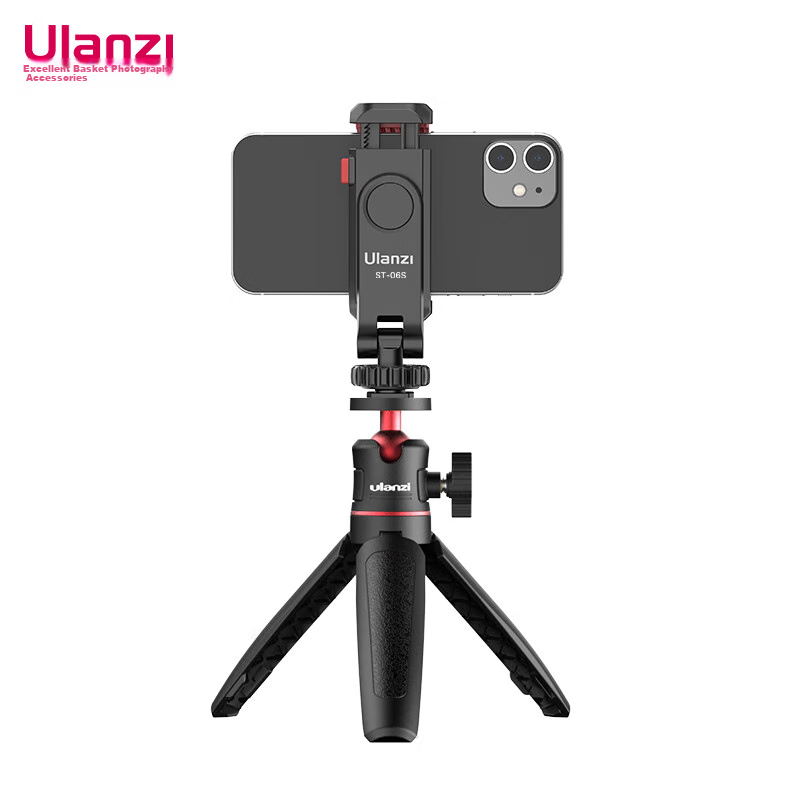 Ulanzi MT-08 (Black) Mini Portable Tripod Phone Clamp Set, Desktop Phone Live Streaming Stand, Vlog Extendable Selfie Stick, Universal for Mirrorless Cameras And Smartphones