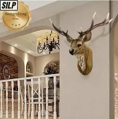 Голова оленя на стену из дерева, рога оленя сборная модель деревянная