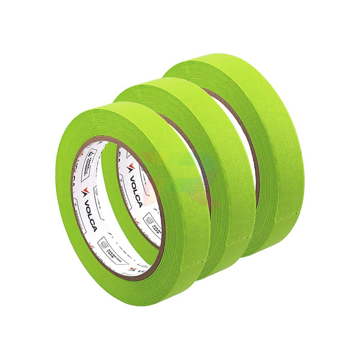 Маскировочная малярная лента Volca Green 18 мм. 40 м. термостойкость до 90 C, комплект 3 шт.