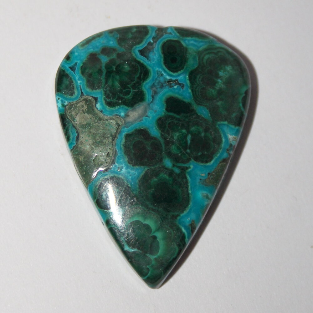 Коллекционный кабошон хризоколла с малахитом, 33х25х3 мм, Африка, "True Stones"