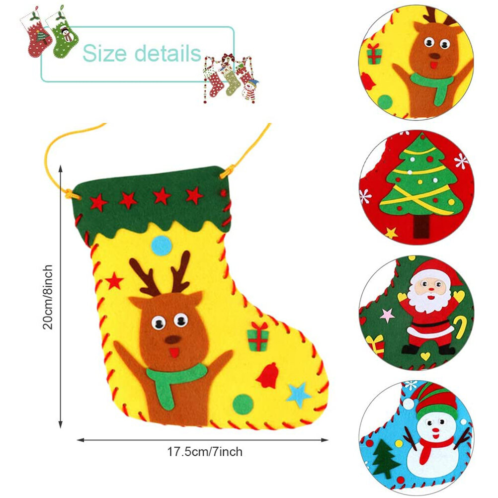 Рождественская сумка, набор для рукоделия, 4 комплекта, рождественский носок, сумка, набор для рукоделия, детский швейный набор, сделай сам, конфеты, подарочная сумка, украшение