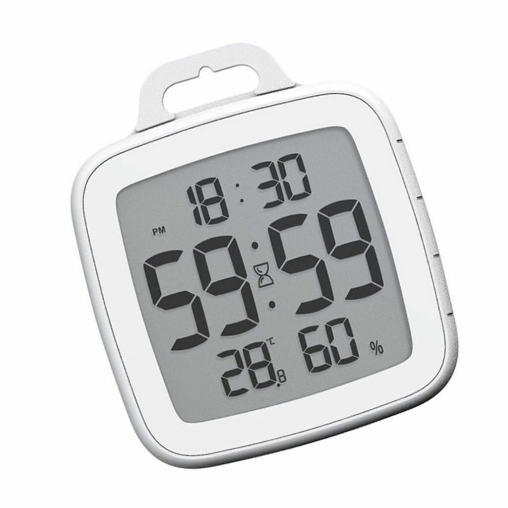 Водонепроницаемые настенные часы ванной с таймером обратного отсчета, большие мониторы влажности и температуры для