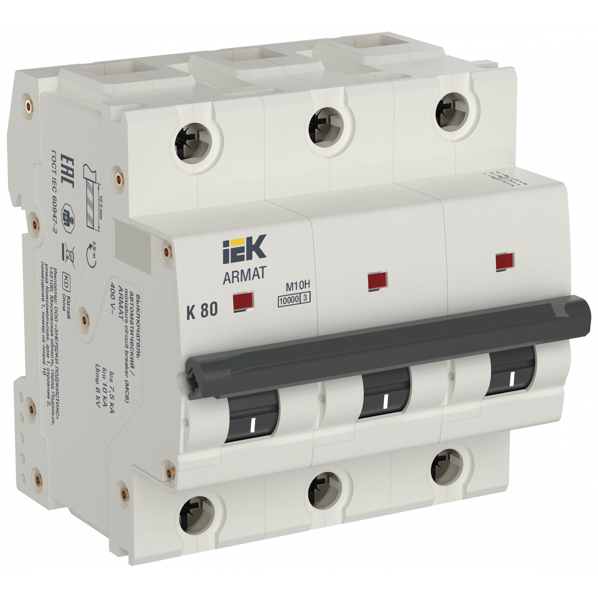ARMAT Автоматический выключатель M10H 3P K 80А, IEK AR-M10H-3-K080 (1 шт.)