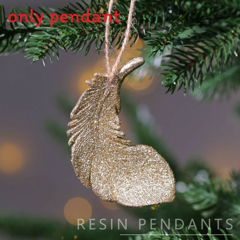 Декорация оленя перо праздничный креативный птица украшение рог елка желудь смола кулон золото перо