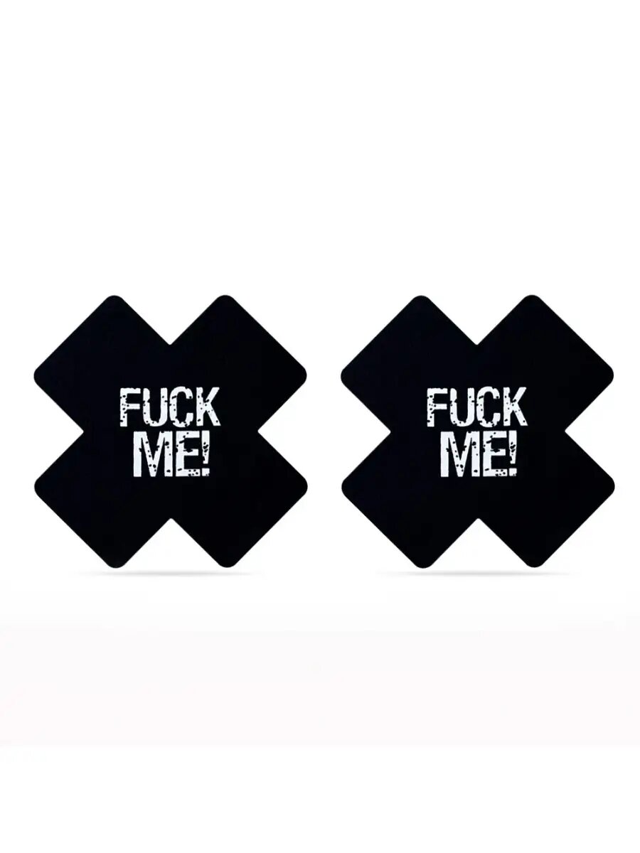 Пэстисы Fuck me, универсальные, черный цвет, наклейки на грудь - в одном комплекте пара
