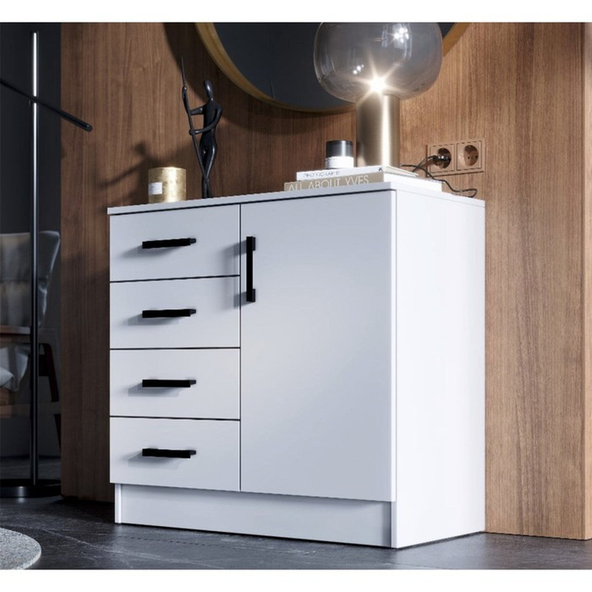 Комод Сима-ленд Эра К800-1Д, 800x830x440мм, роликовые направляющие, белый