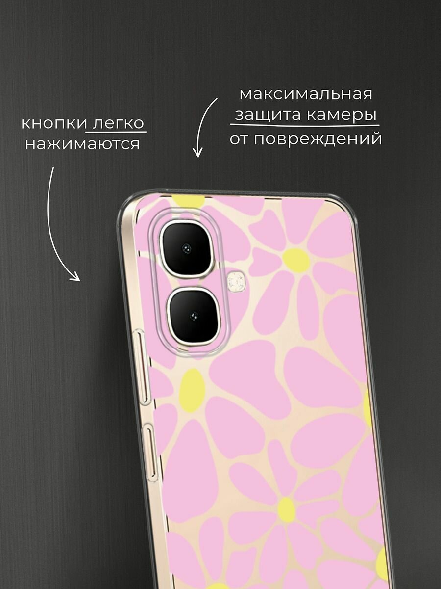 Чехол на Infinix Smart 10 / Инфиникс Смарт 10 с принтом "Розовые лепестки 2", прозрачный — фото 1