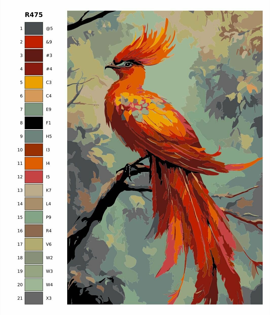 Картина по номерам R-475 "Жар-птица на дереве" 40х60 см