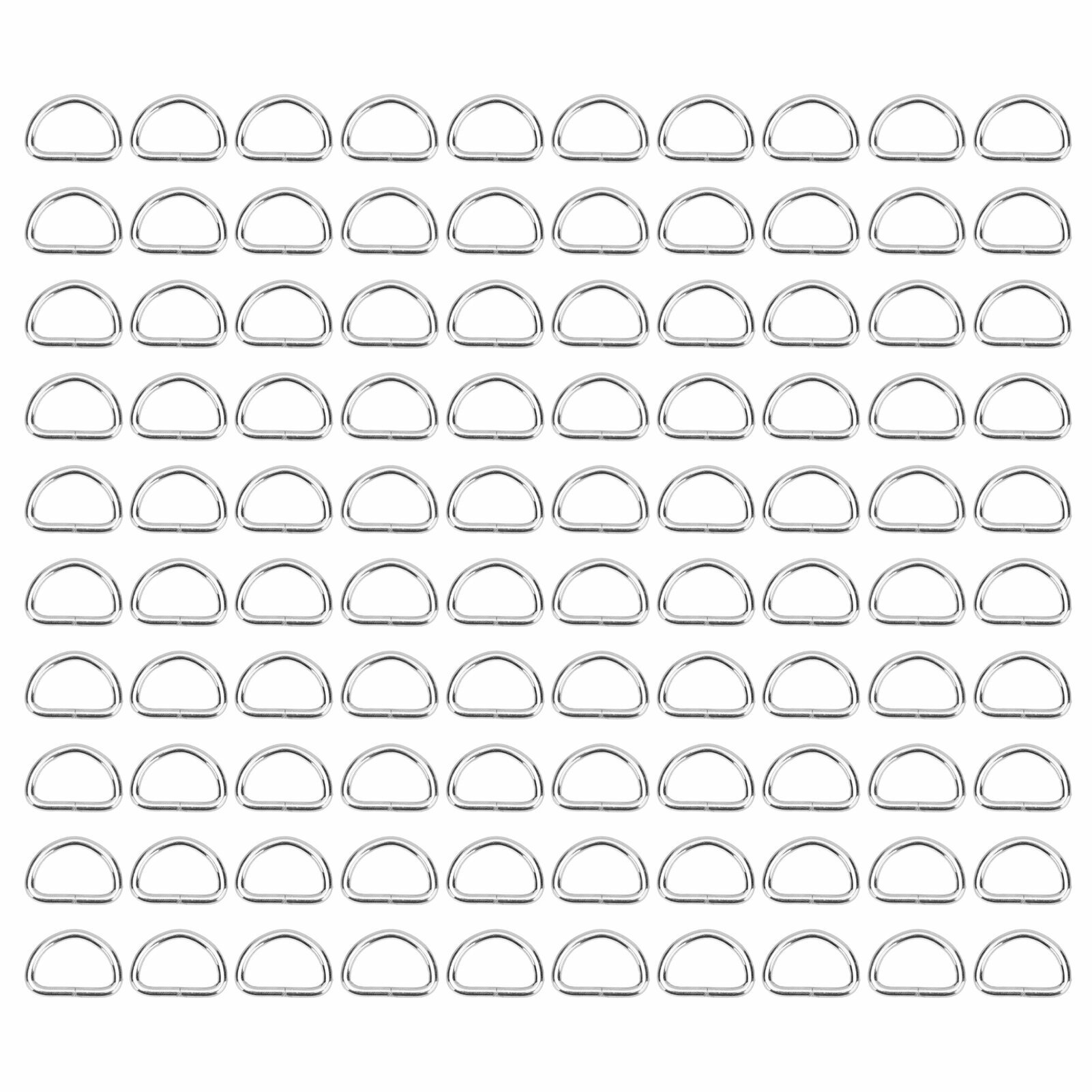 100 шт. D-образных колец из железа, изысканный, прочный, широко применяемый металлический D-образный комплект для одежды, рюкзака, сумки, серебристый