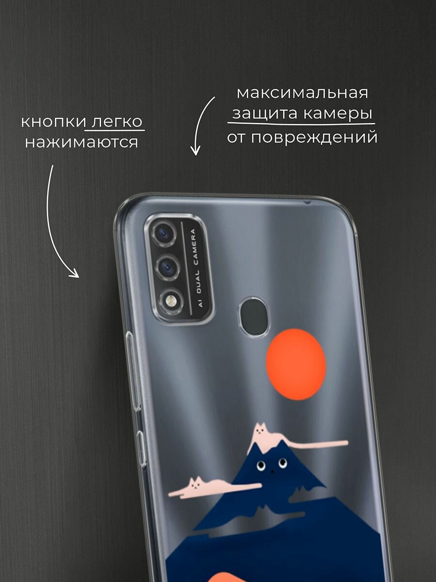 Чехол на Itel A48 / Ител А48 с принтом "Кот-гора", прозрачный — фото 1