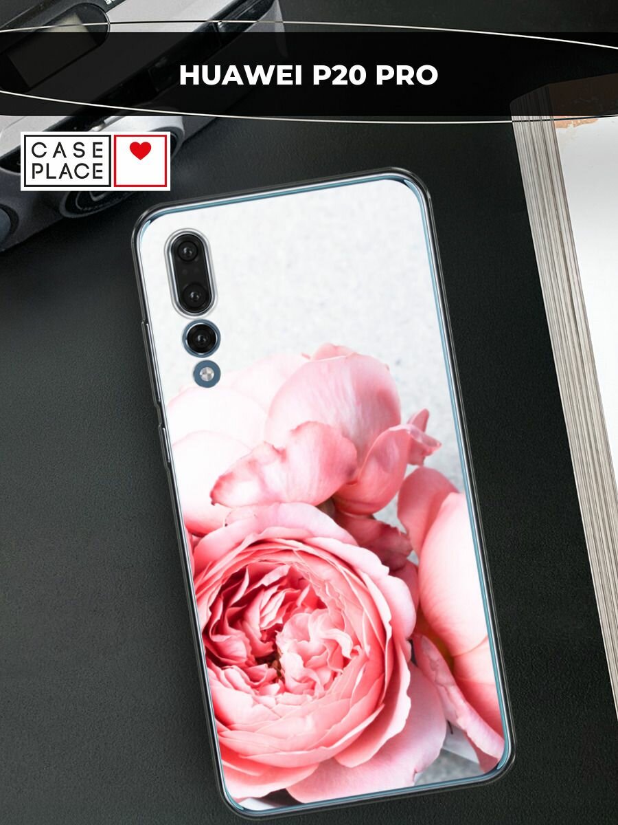 Чехол на Huawei P20 Pro / Хуавей П20 Про с принтом "Пионы на белом"