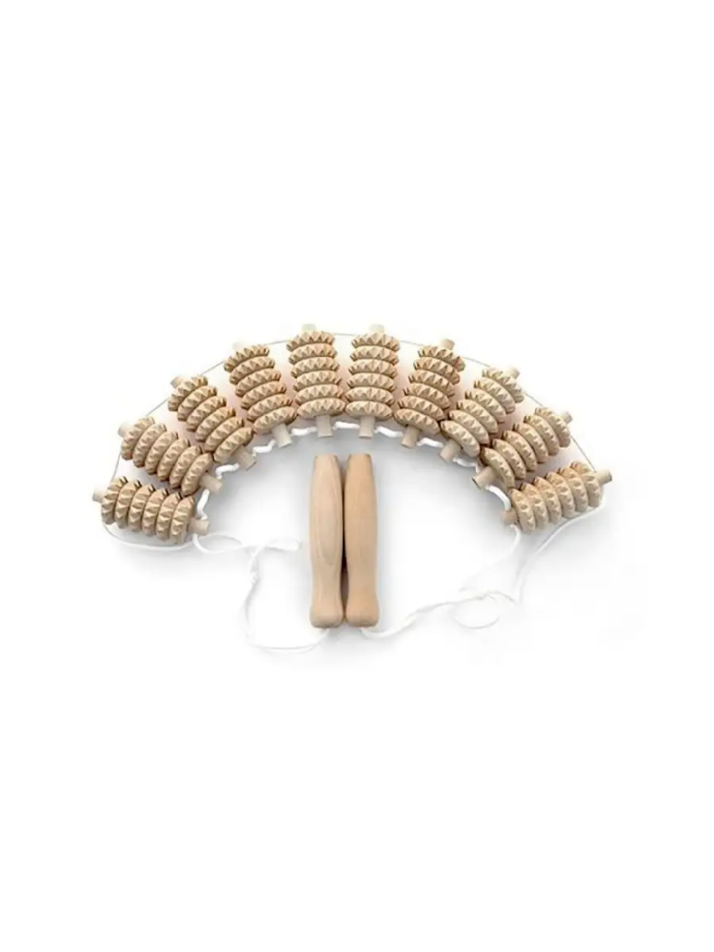 Массажер роликовый ленточный зубчатый деревянный для тела МА 3215